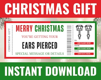 Christmas Ear Piercing Gift Voucher Ticket Template - Surprise Ear ...