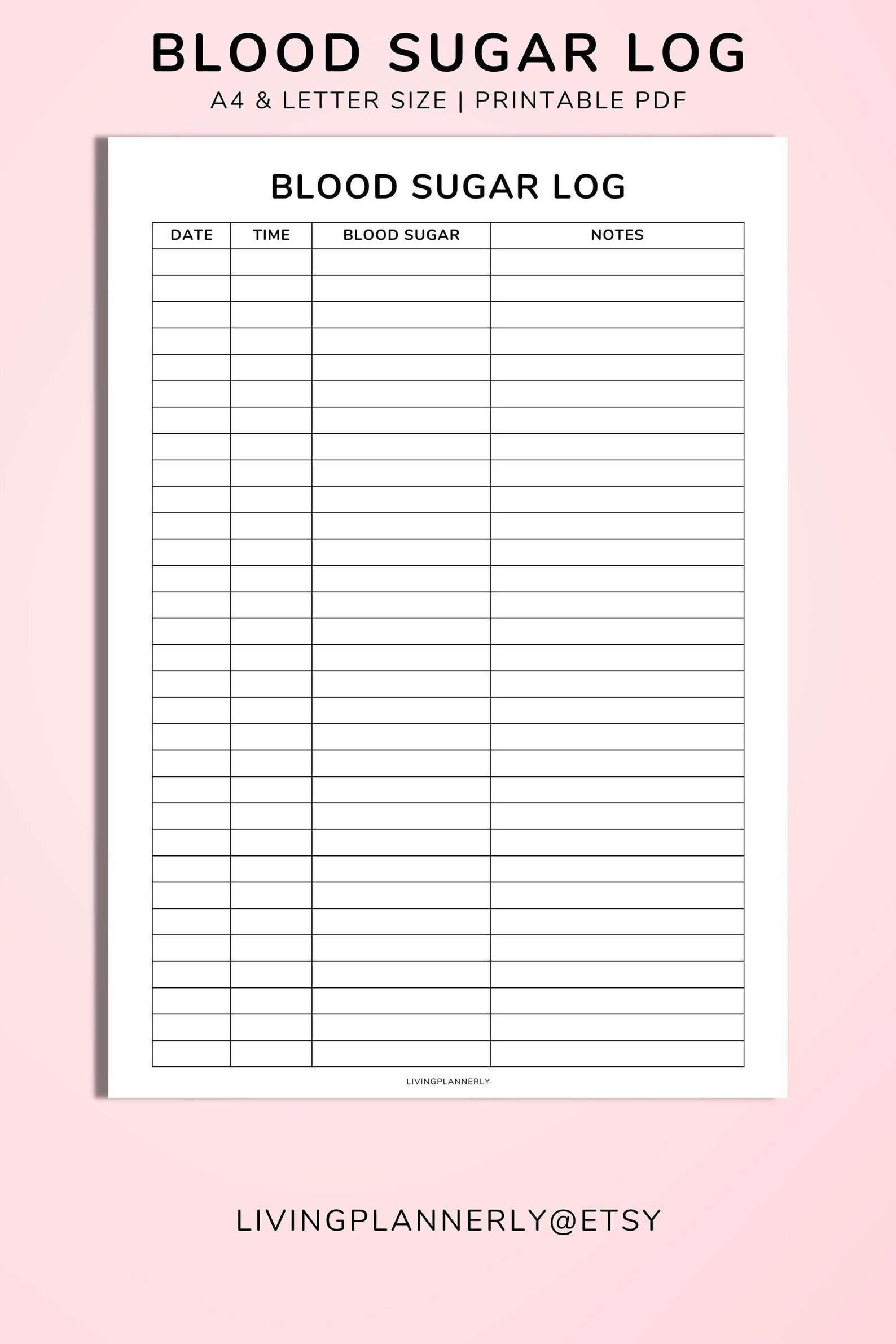 Printable Blood Sugar Tracker Diabetes Tracker Diabetic - Etsy
