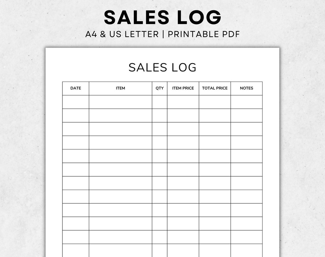 Sales Log Printable Business Online Seller Retailer Template Order ...