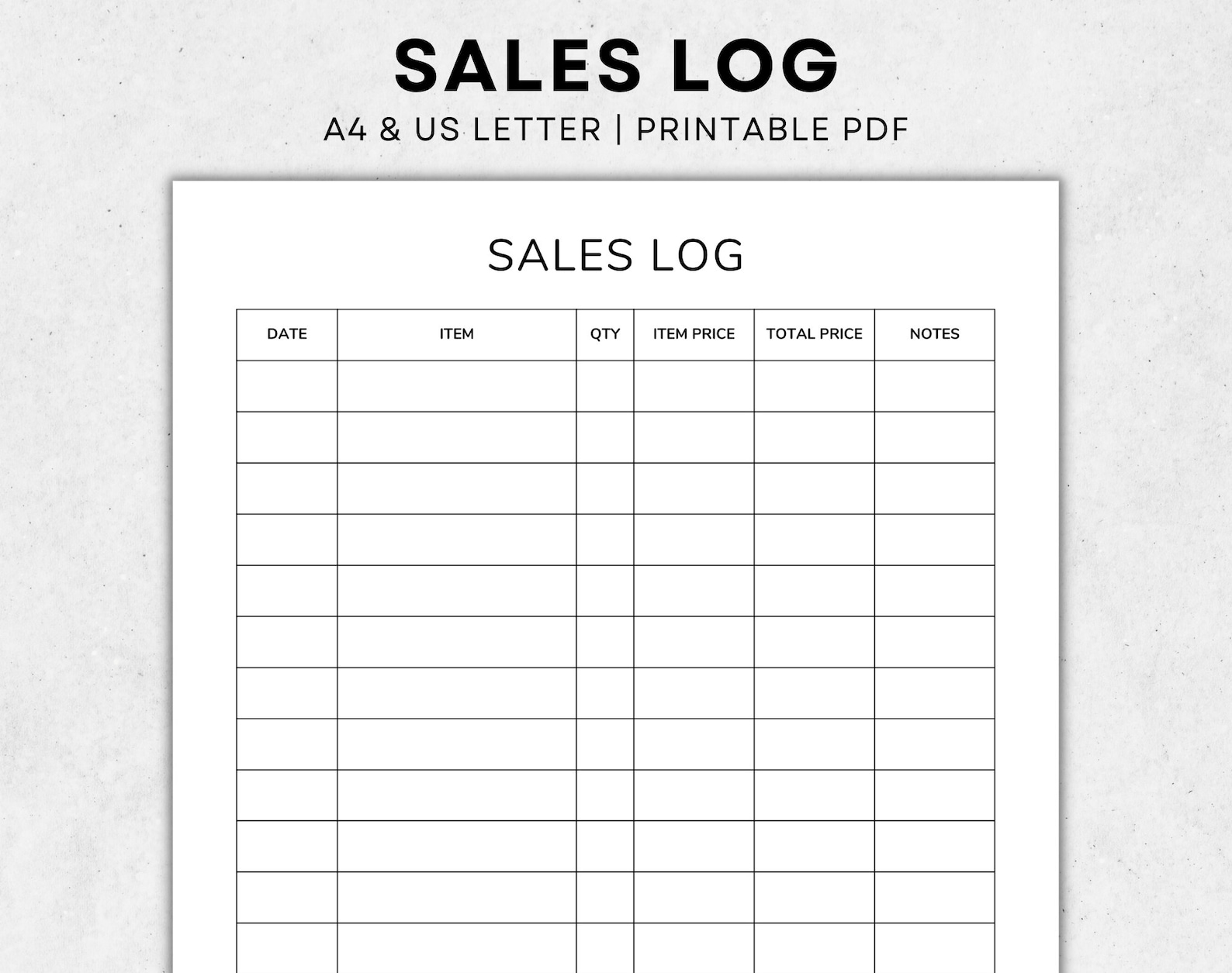 Sales Log Printable Business Online Seller Retailer Template Order ...