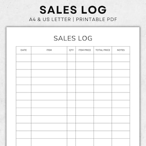 Sales Log Printable - Business Online Seller Retailer Template - Order ...