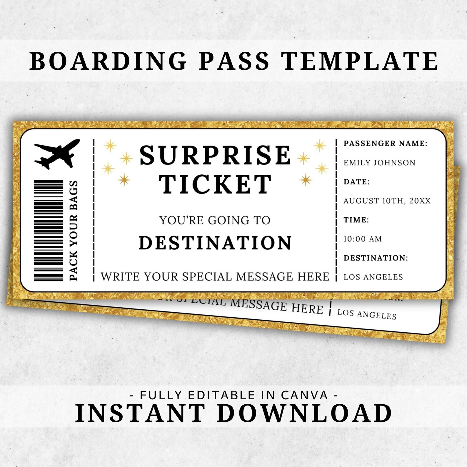 Editable Boarding Pass Template - Printable Boarding Ticket - Canva ...