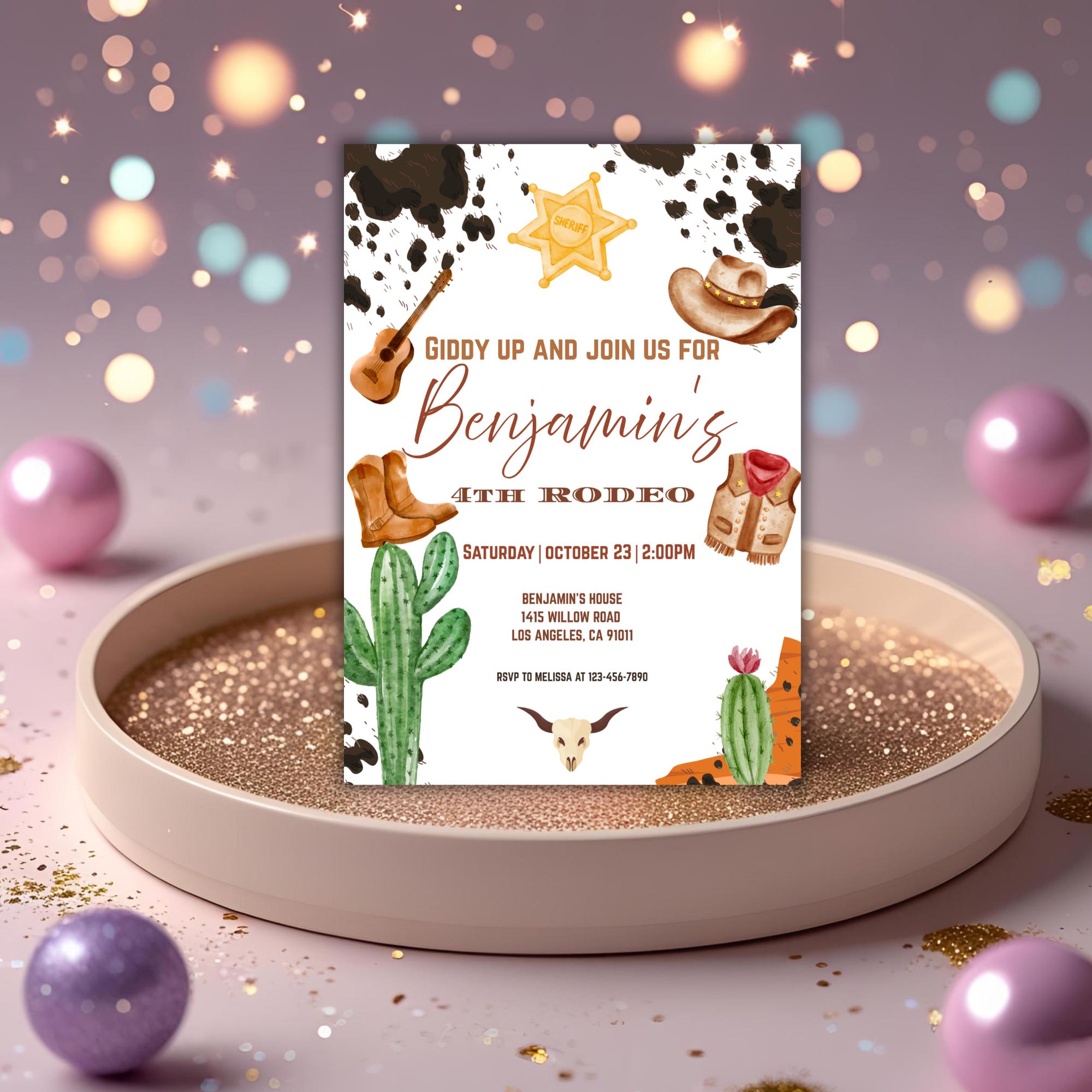 Editable Rodeo Birthday Invitation, Cowboy Birthday Party Invite, Wild ...