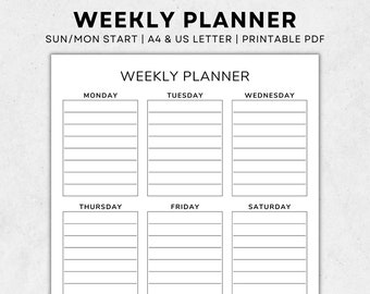Weekly Planner Printable 4 in 1 Printable Weekly Task List PDF, A5 ...