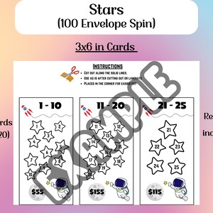 100 Envelope Challenge Spin 18 Star 3x6 in Cards Instead of 100 ...