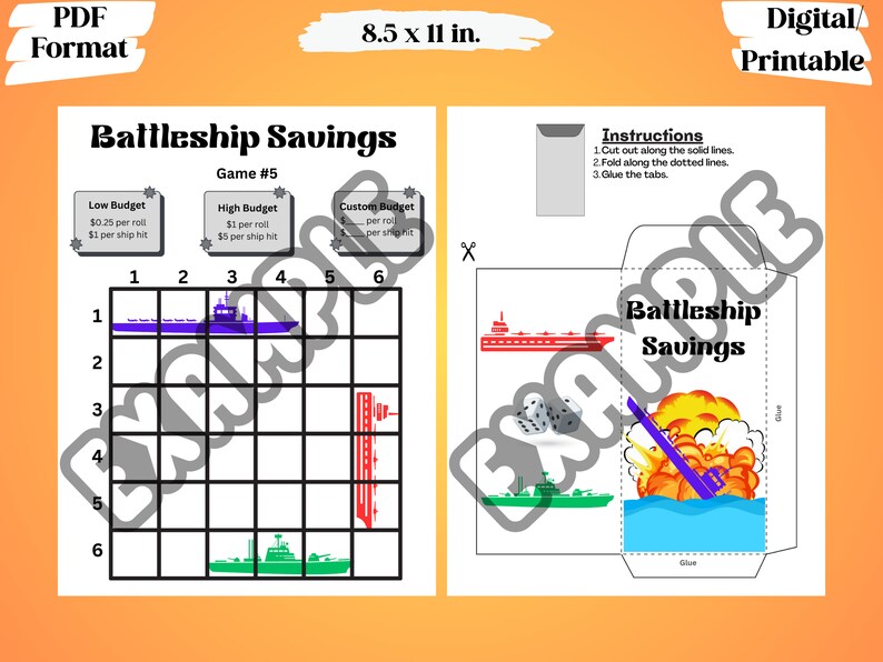 Savings Game Challenge - Battleship Savings - 7 Pg. PDF File - Game ...