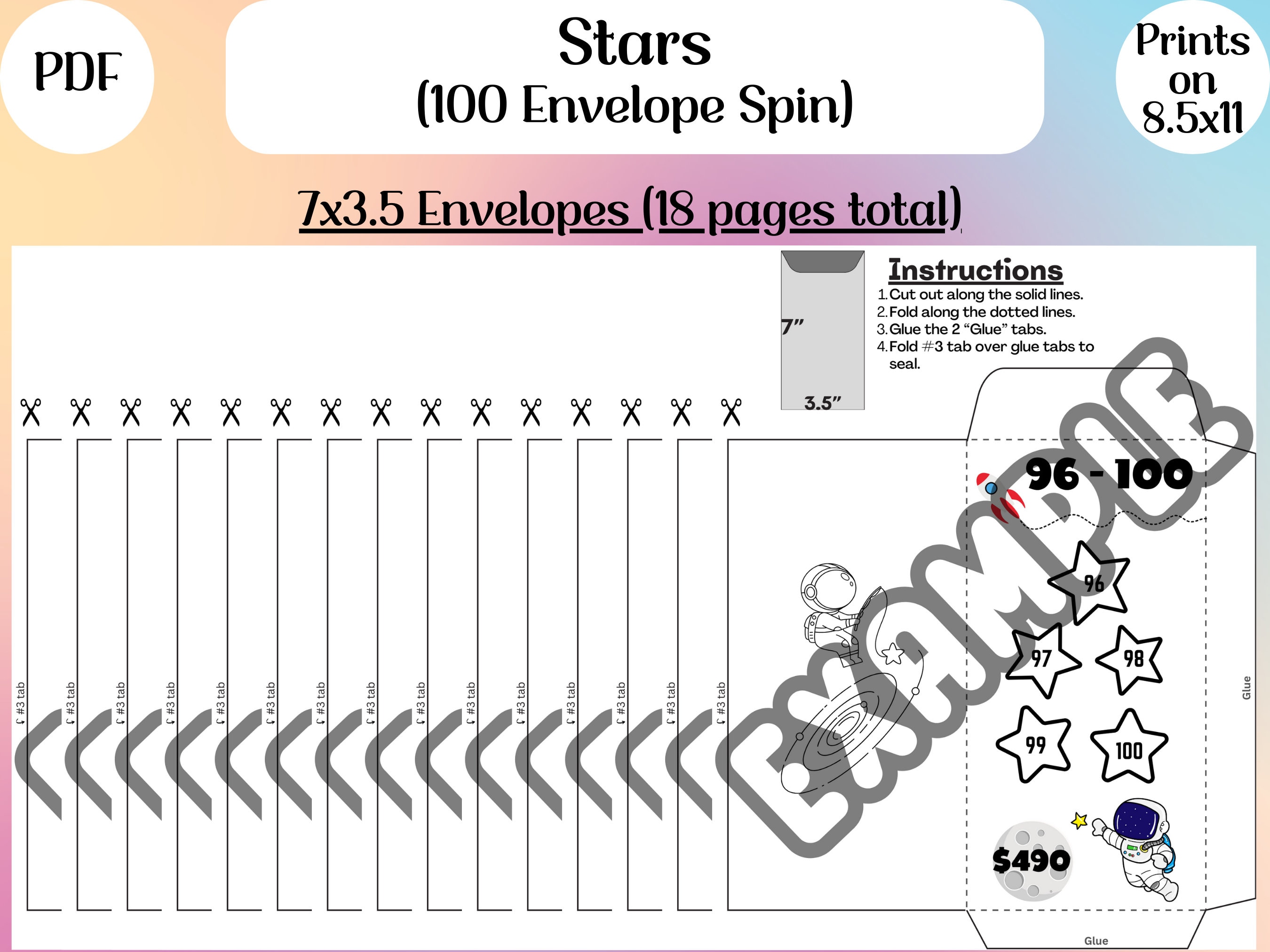 100 Envelope Challenge Spin 18 Star Cash Envelopes Instead - Etsy