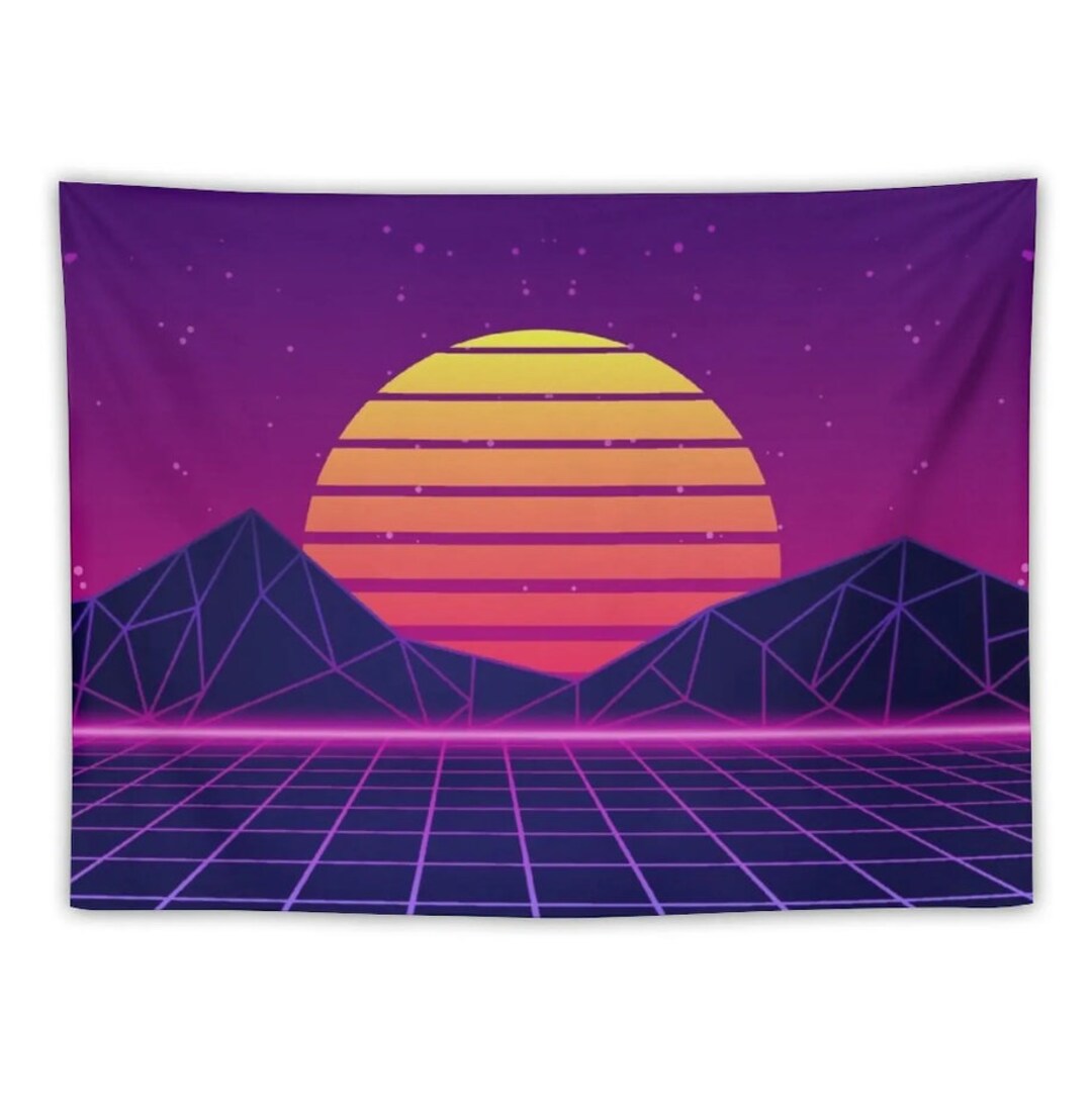 Synthwave Sunset Synthwave Sunset Tapestry Funny Tapestry, Dorm Room ...
