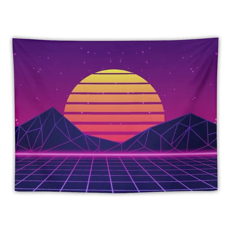 Synthwave Sunset Synthwave Sunset Tapestry Funny Tapestry, Dorm Room ...
