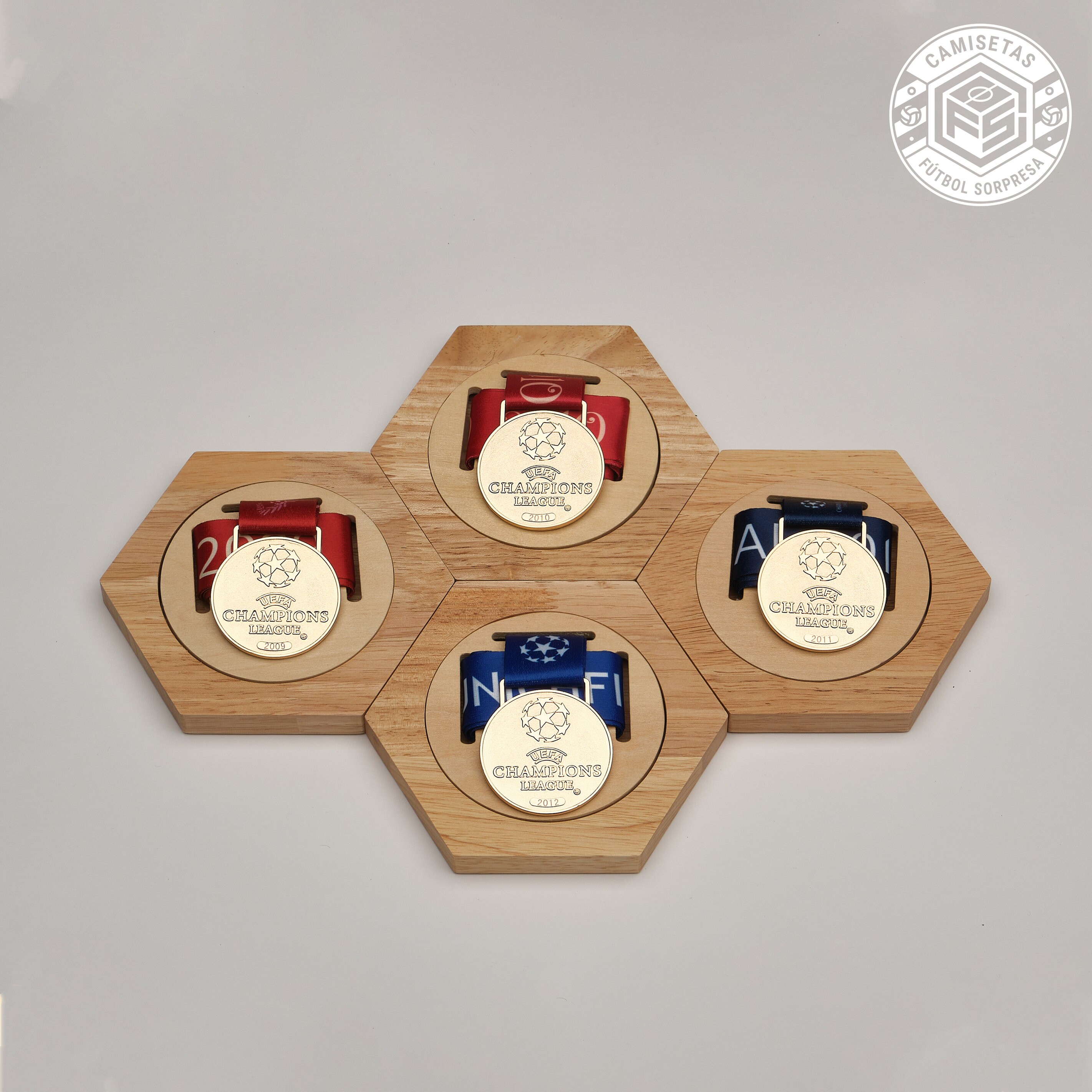 Premium Hexagonal Medal Holder Frame Wooden Honeycomb Display Rack for ...