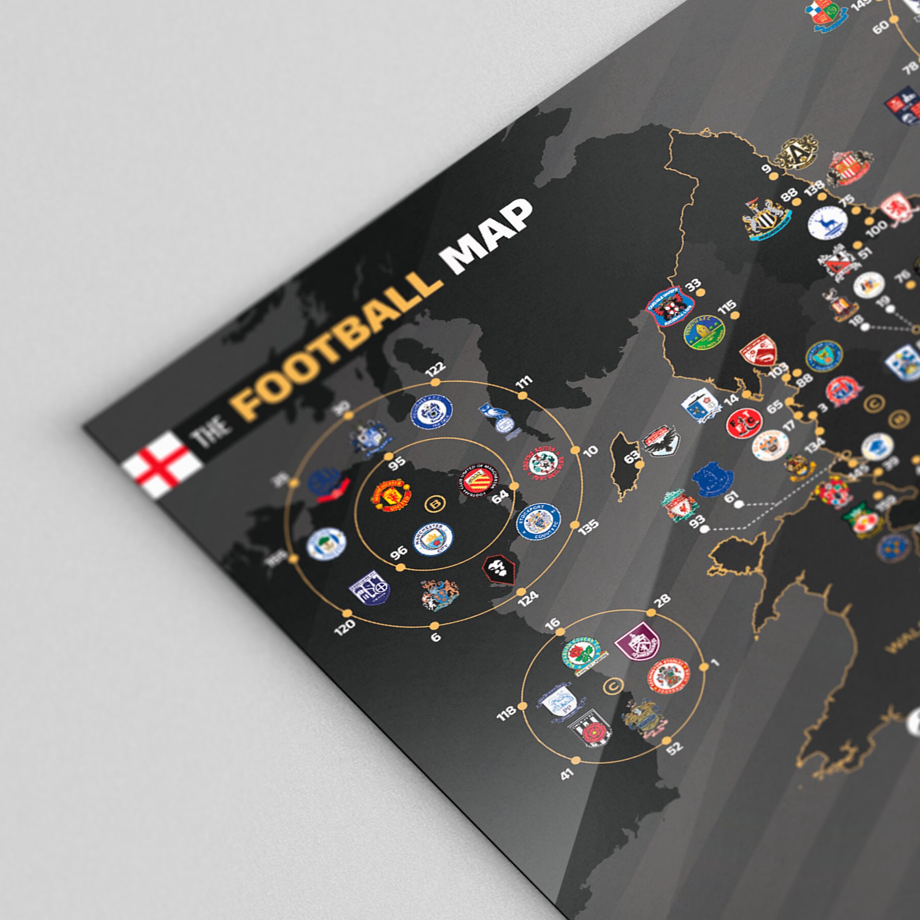 ENGLAND - the Football Map of England - Framed Poster - 30 X 40 Cm ...