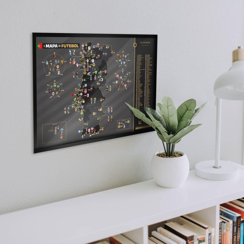 PORTUGAL - O Mapa Do Futebol of Portugal - Framed Poster - 30 X 40 Cm ...