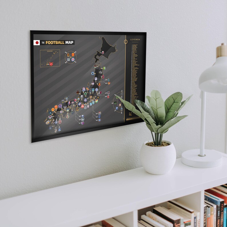 JAPAN - the Football Map of Japan - Framed Poster - 30 X 40 Cm ...