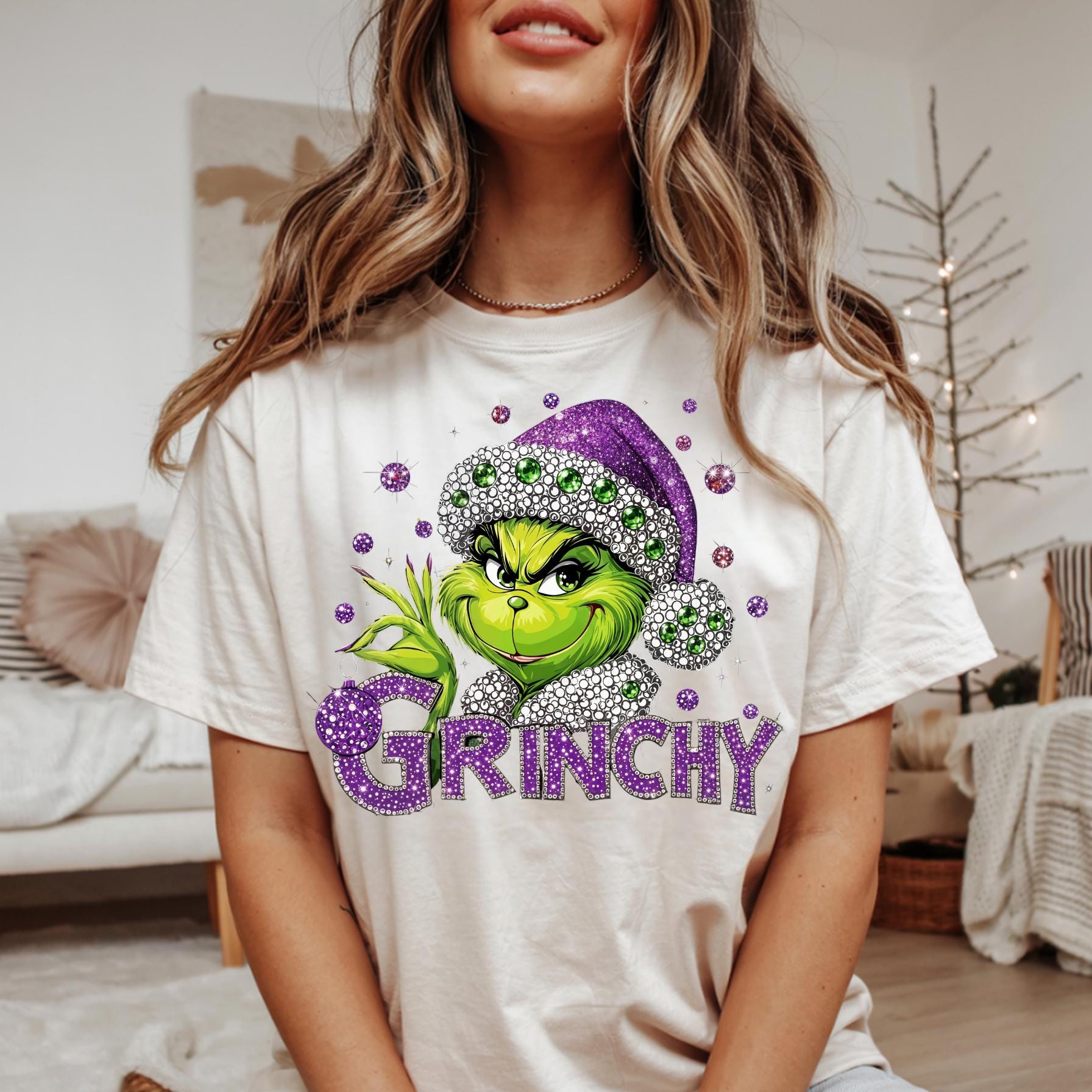 Grinchy Christmas PNG: Sparkly Rhinestone Grinchy Girl Clipart ...