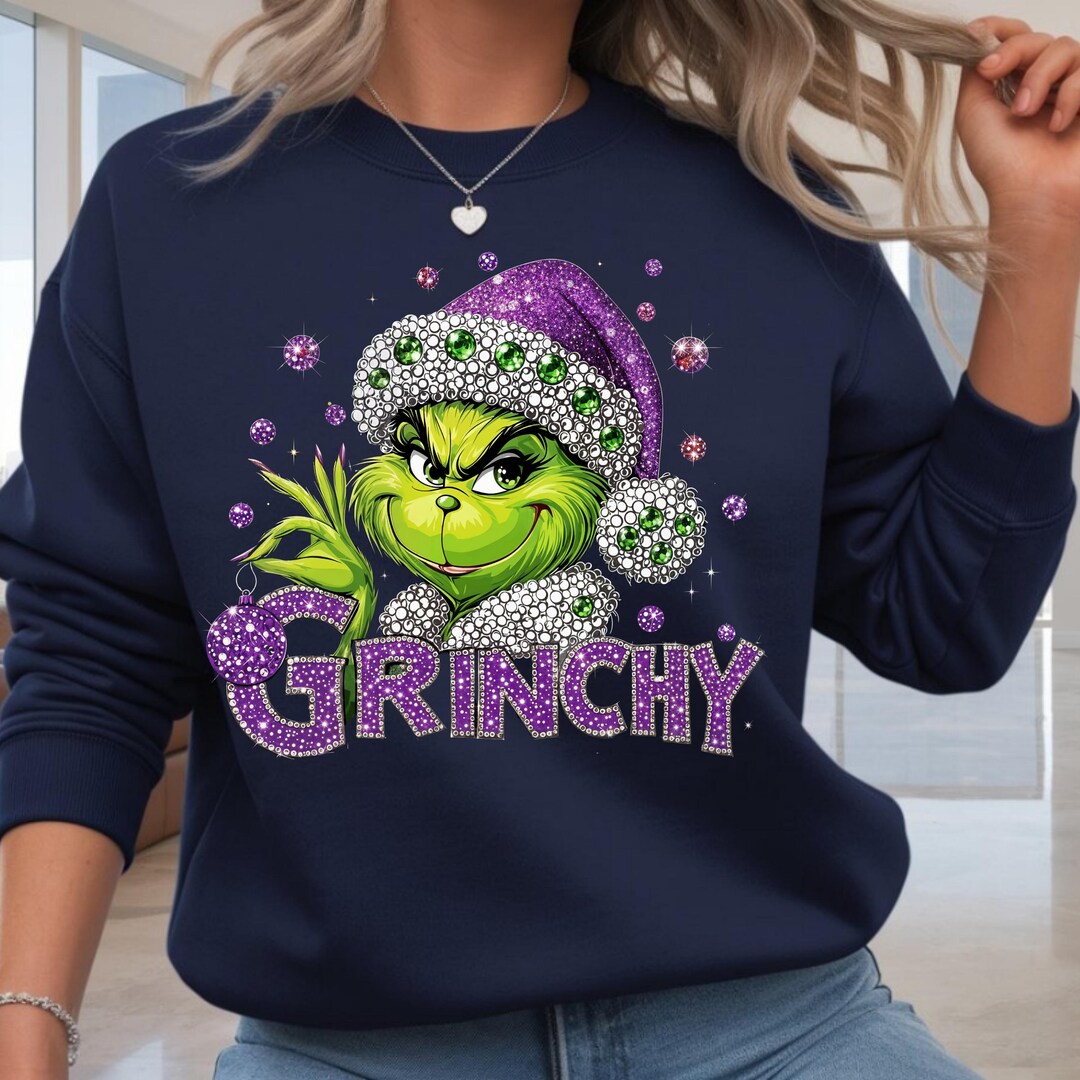 Grinchy Christmas PNG: Sparkly Rhinestone Grinchy Girl Clipart ...