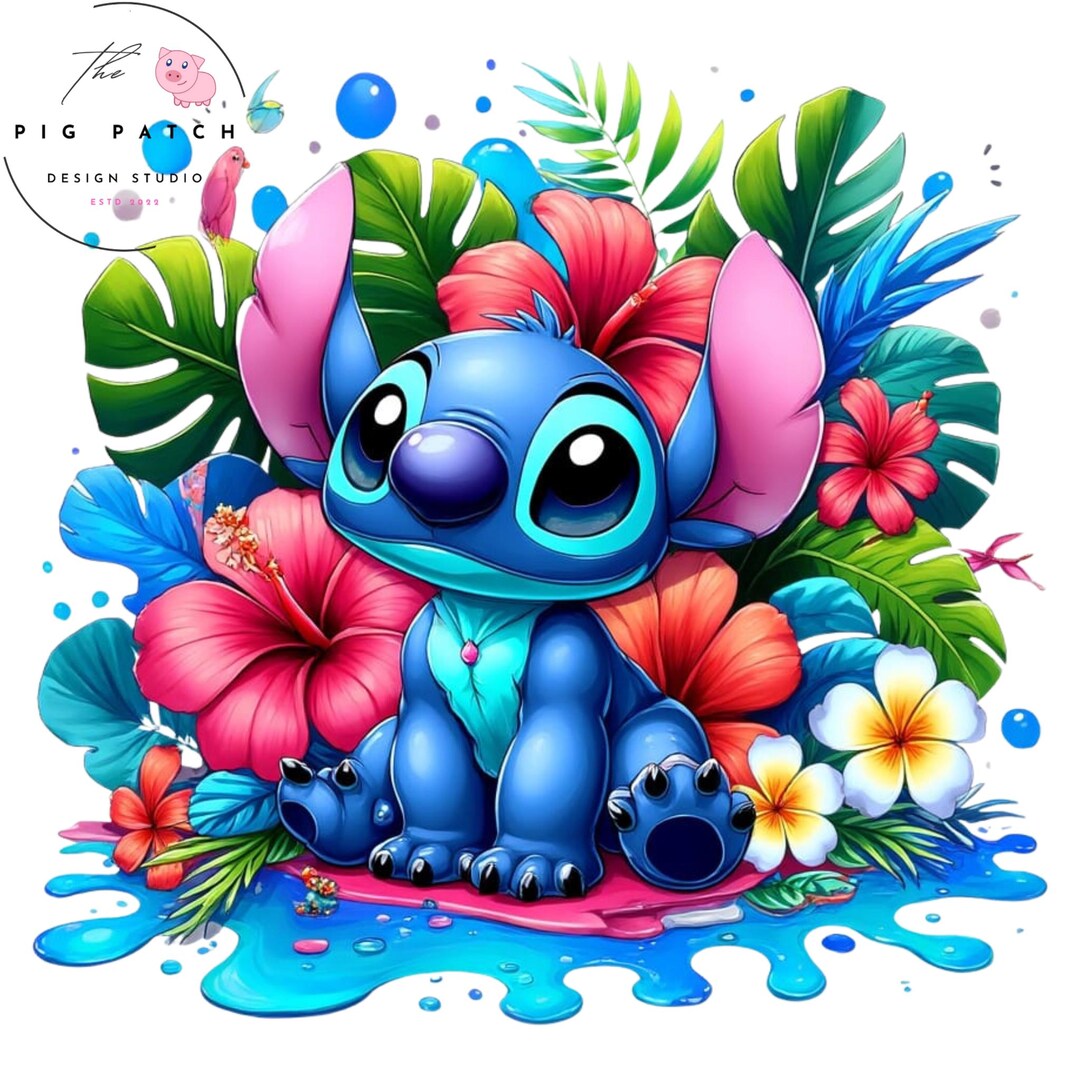 Stitch Clipart PNG: Tropical Cartoon Character Design (digital Download ...