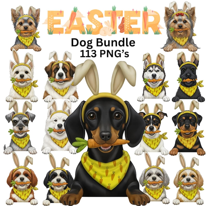 Dog Breeds PNG Bundle, Easter Clipart (digital Download) - Etsy