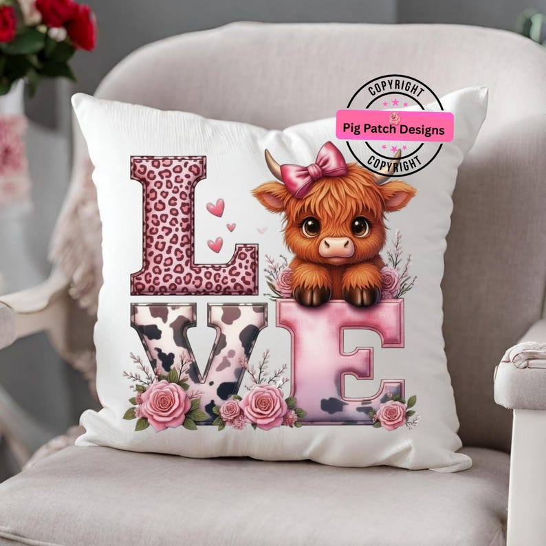 Valentines Highland Cow PNG, Leopard Cowprint (digital Download) - Etsy