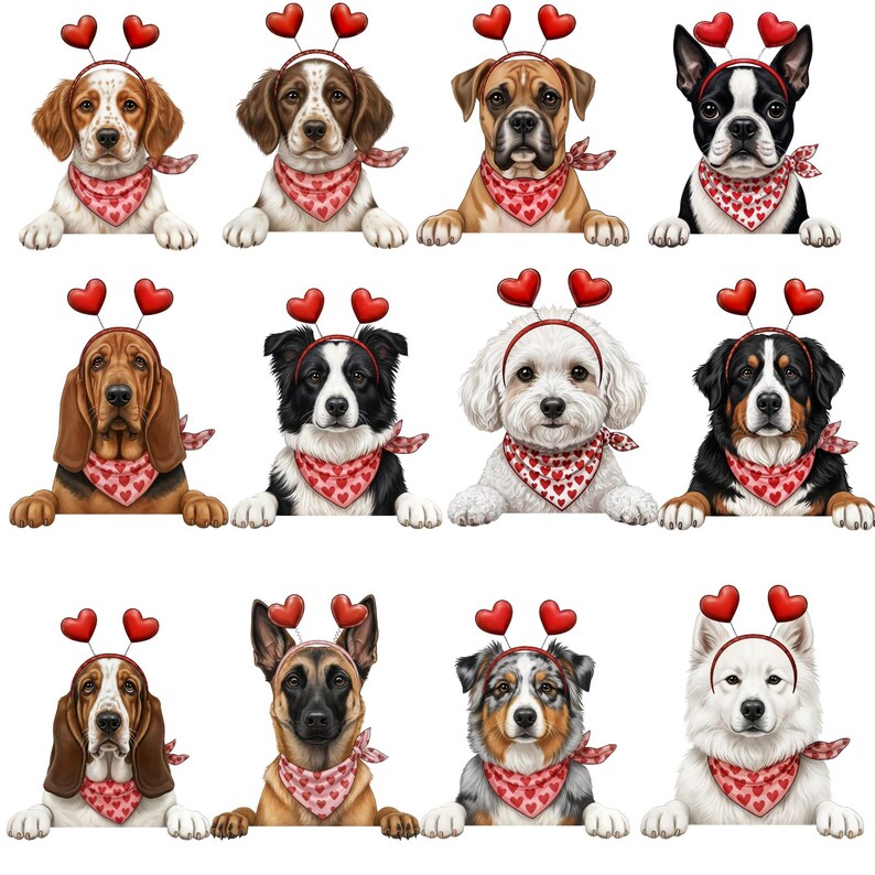 95 Dog Breeds PNG Bundle, Valentine's Clipart (digital Download) - Etsy