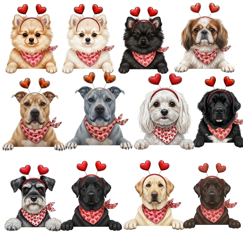 95 Dog Breeds PNG Bundle, Valentine's Clipart (digital Download) - Etsy