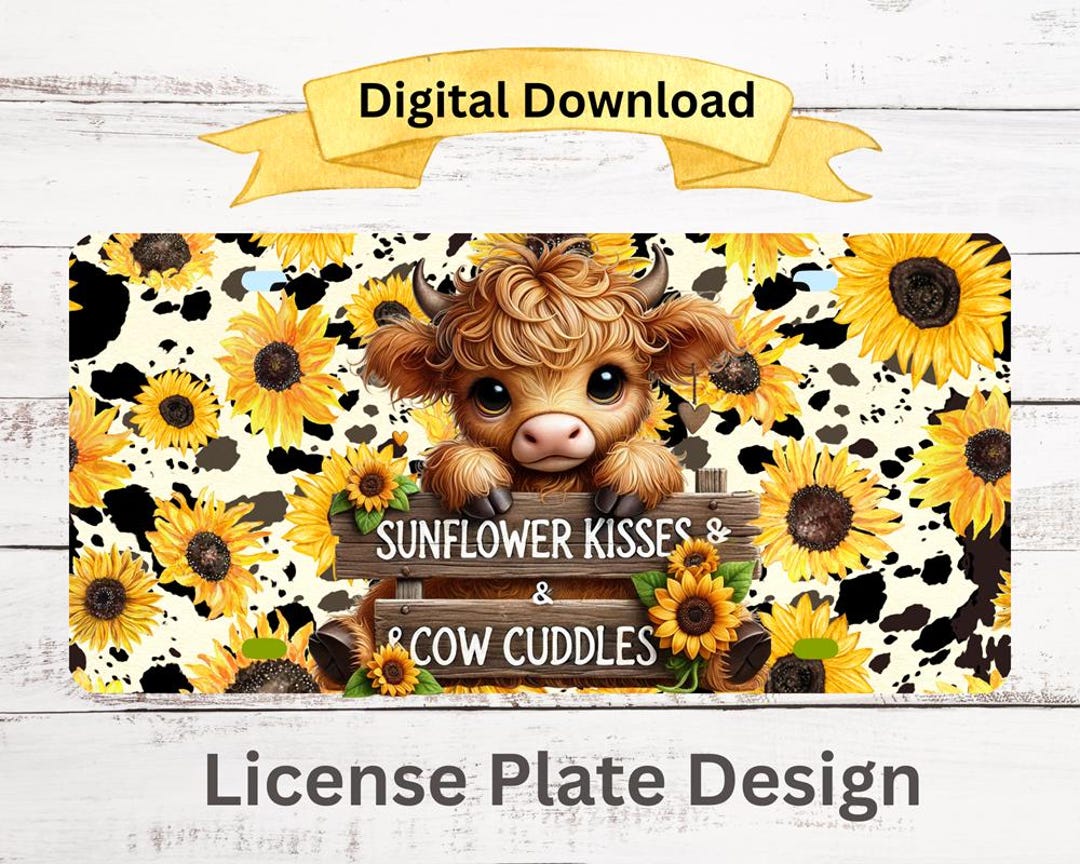 Highland Cow License Plate PNG: Sublimation Design (6x12") - Etsy