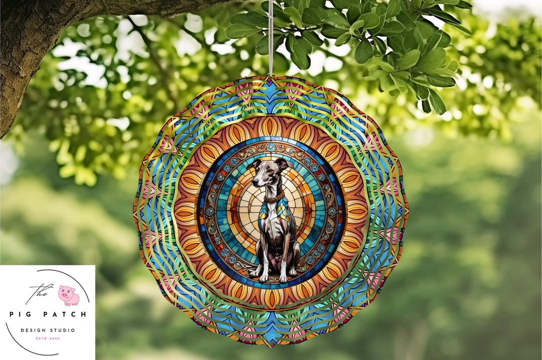 Italian Greyhound Dog Vibrant Colorful 10" Garden Yard Art Wind Spinner ...