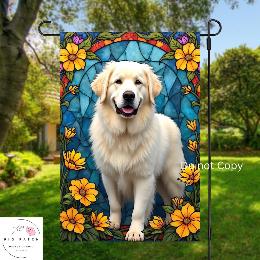 Great Pyrenees Dog Vibrant Colorful 12"x18" Double Sided Yard Art ...