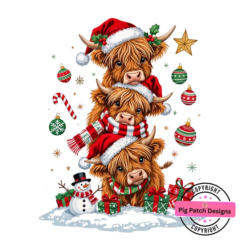 Christmas Highland Cow PNG: Christmas Clipart (digital Download) - Etsy UK