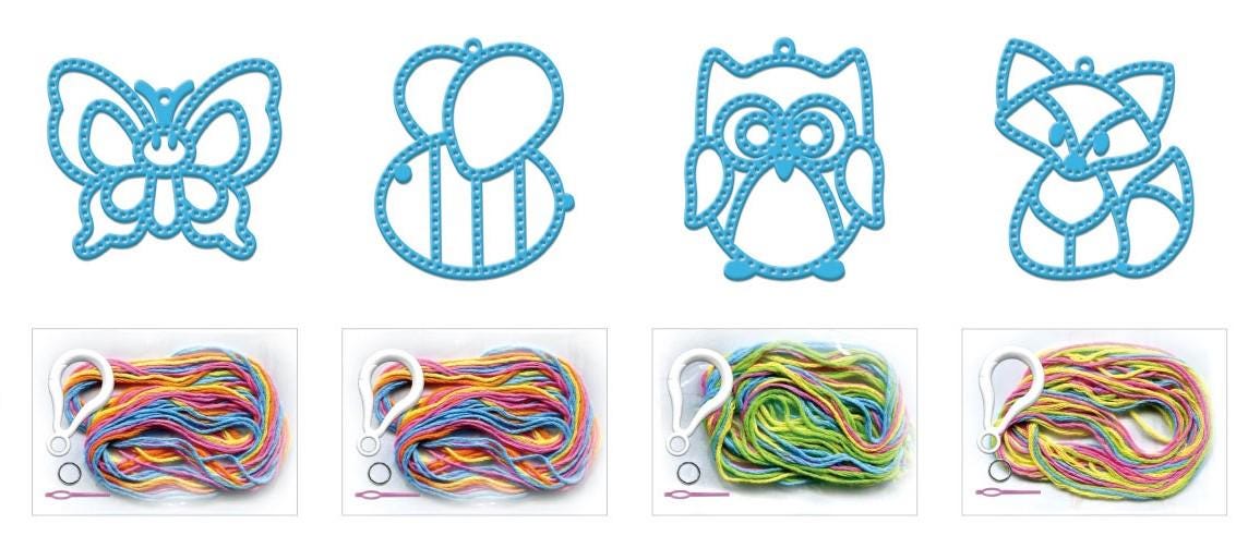 Multiple Animal Themed String Petz Art Piece Keychain Kit for Kids ...