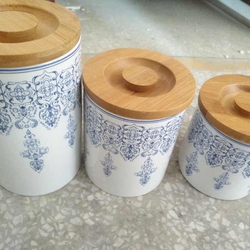 Blue and White Canisters - Etsy