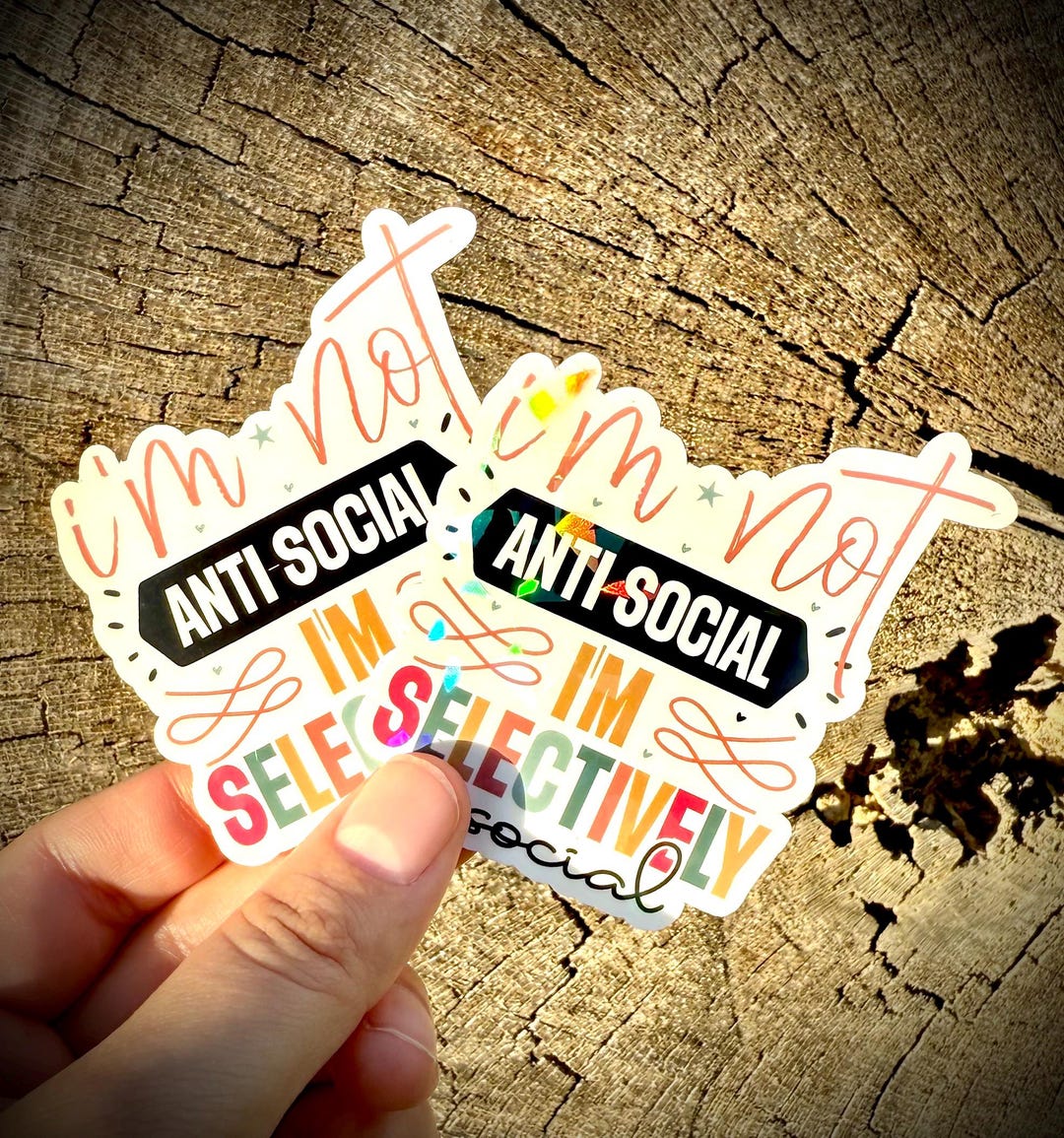 Funny Introvert Vinyl Sticker: I'm Selectively Social, Waterproof Decal ...