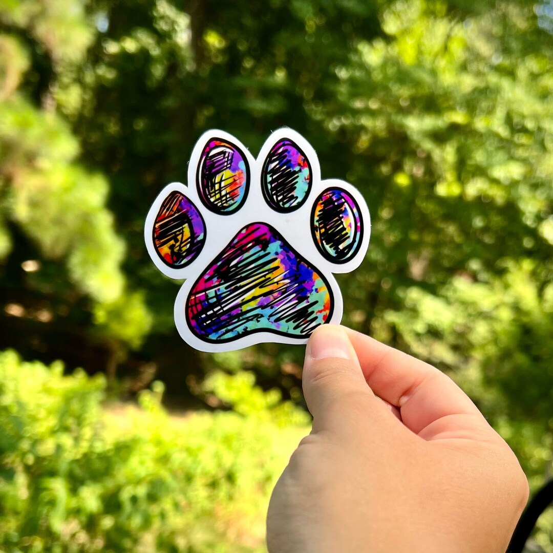 Vinyl Paw Print Sticker - Waterproof Decal for Mirrors, Tumblers ...