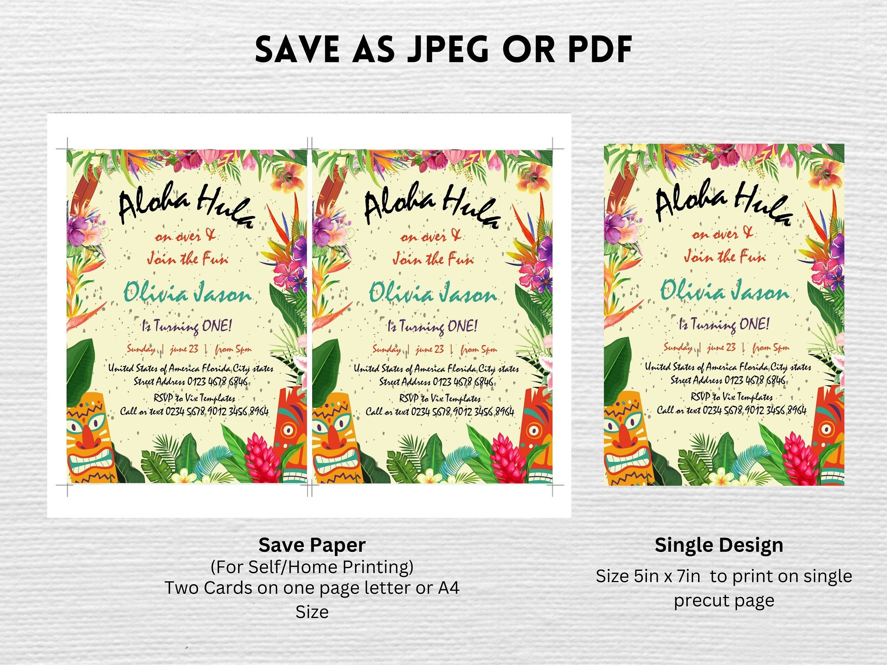 Editable Hawaiian Luau Birthday Invitation Pineapple Luau Bday Tropical ...