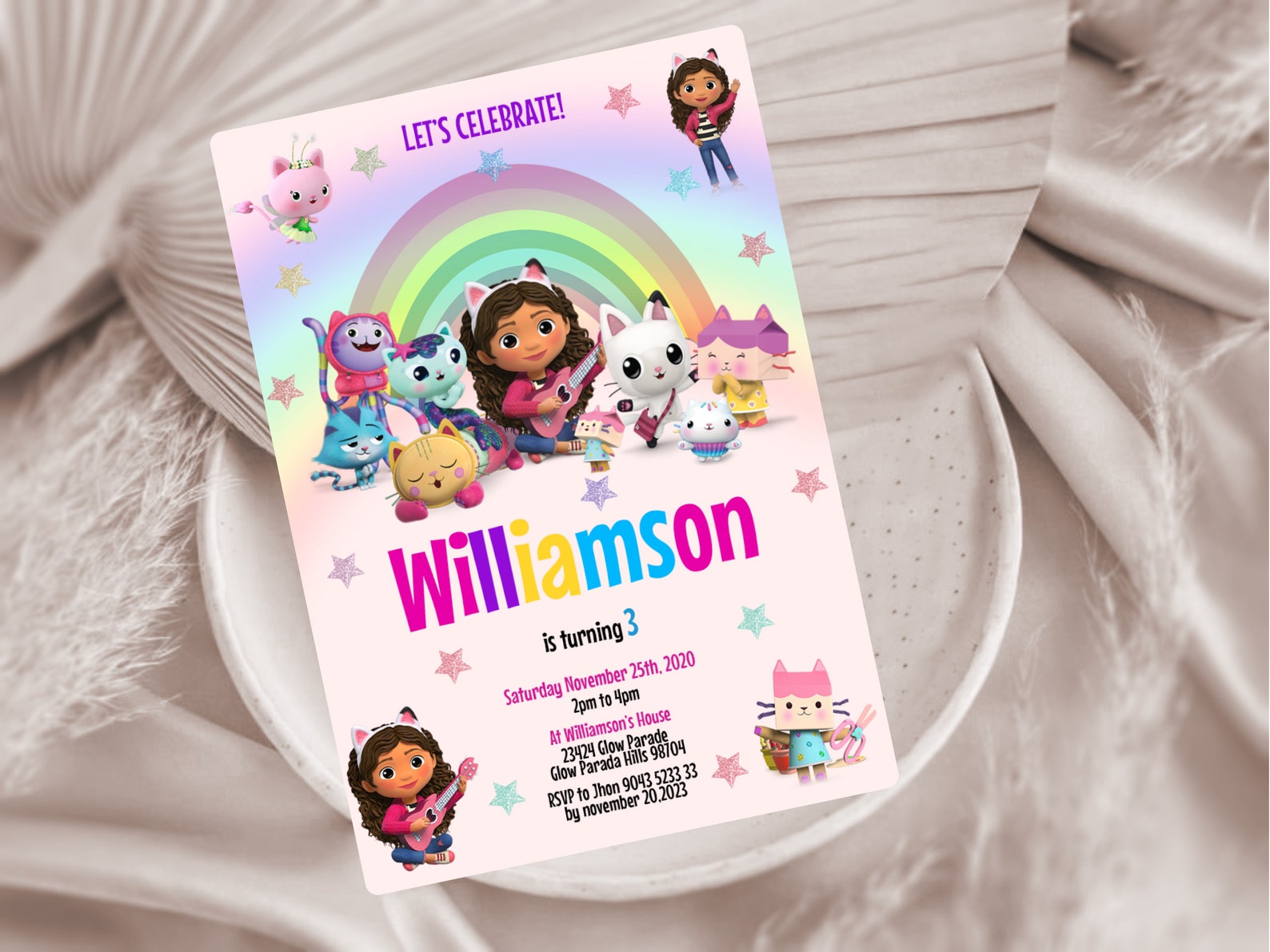 Editable Gabby's Dollhouse Birthday Invitation Template, Printable ...