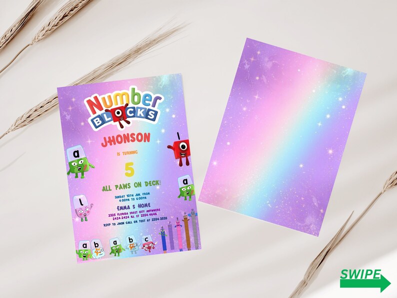 Editable Numberblocks Birthday Invitations | Number Blocks Invite ...