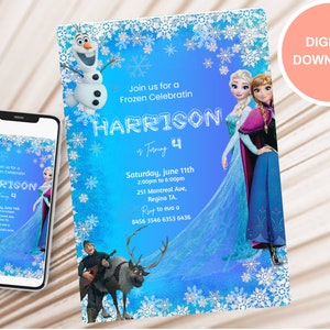 Editable Frozen Birthday Invitation Template, Princess Elsa Girl Evite ...