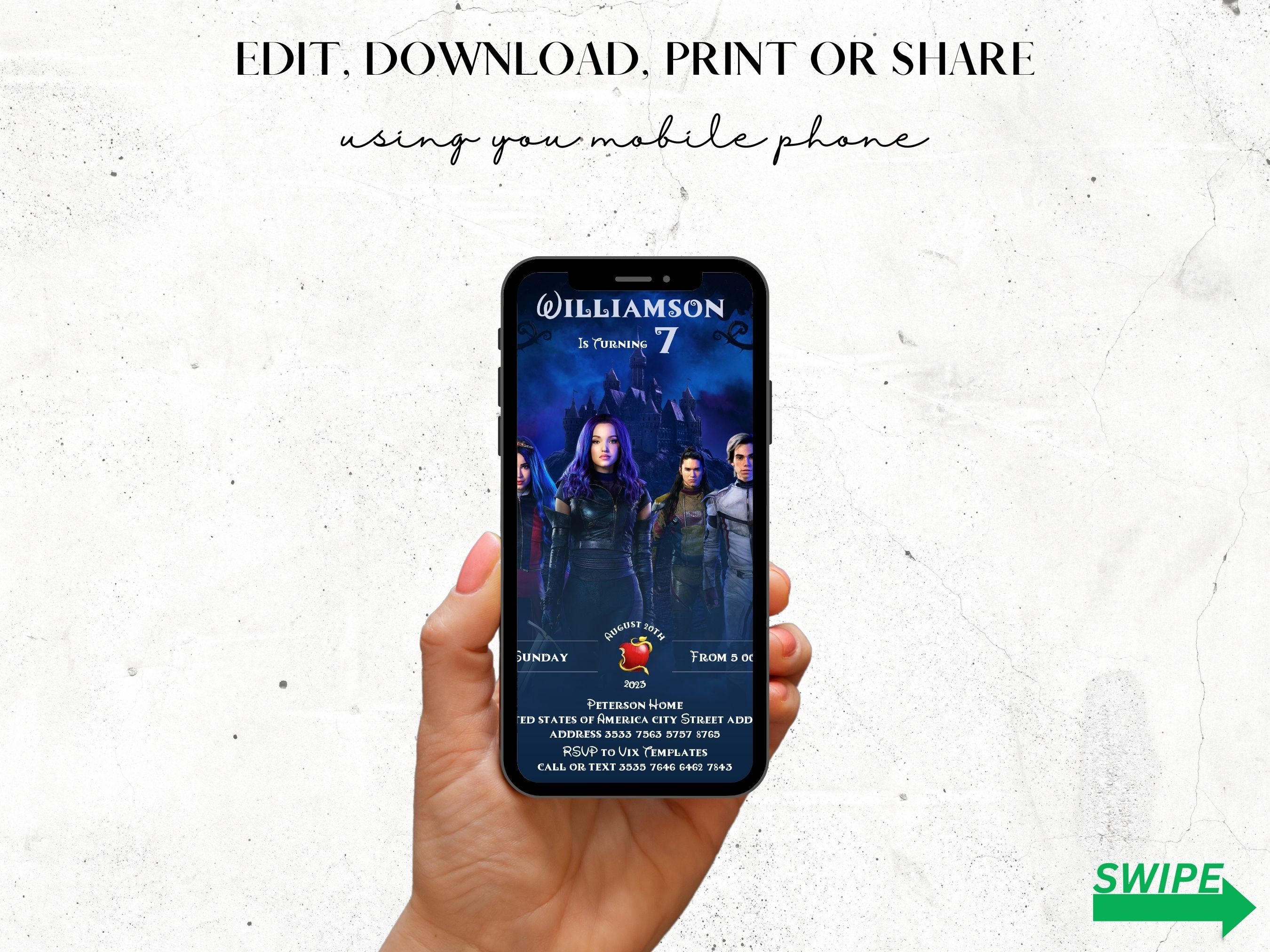 Editable Descendants Birthday Invitation Template Printable - Etsy