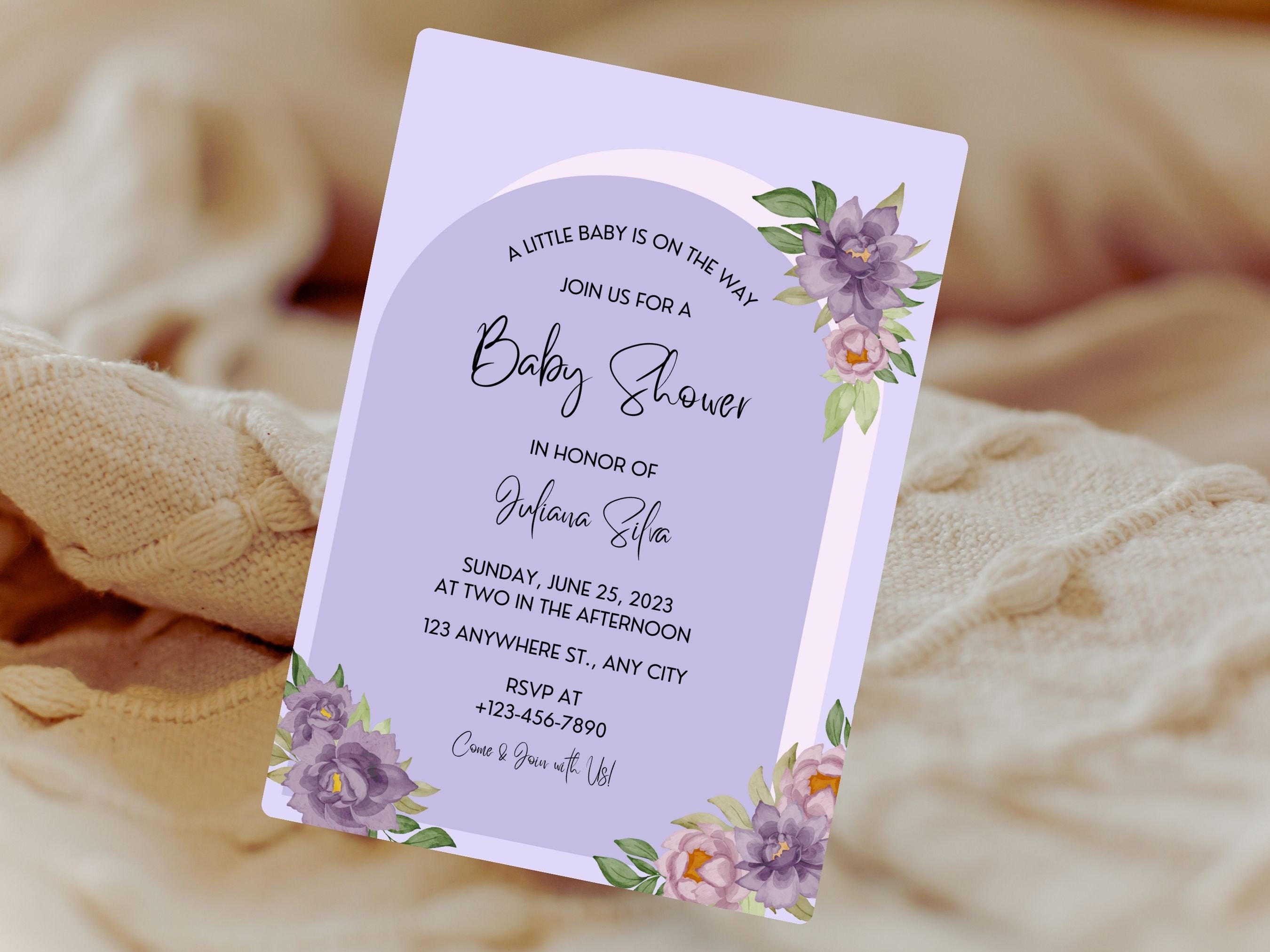 Editable Lavender Baby Shower Invitation Lavender Garden - Etsy