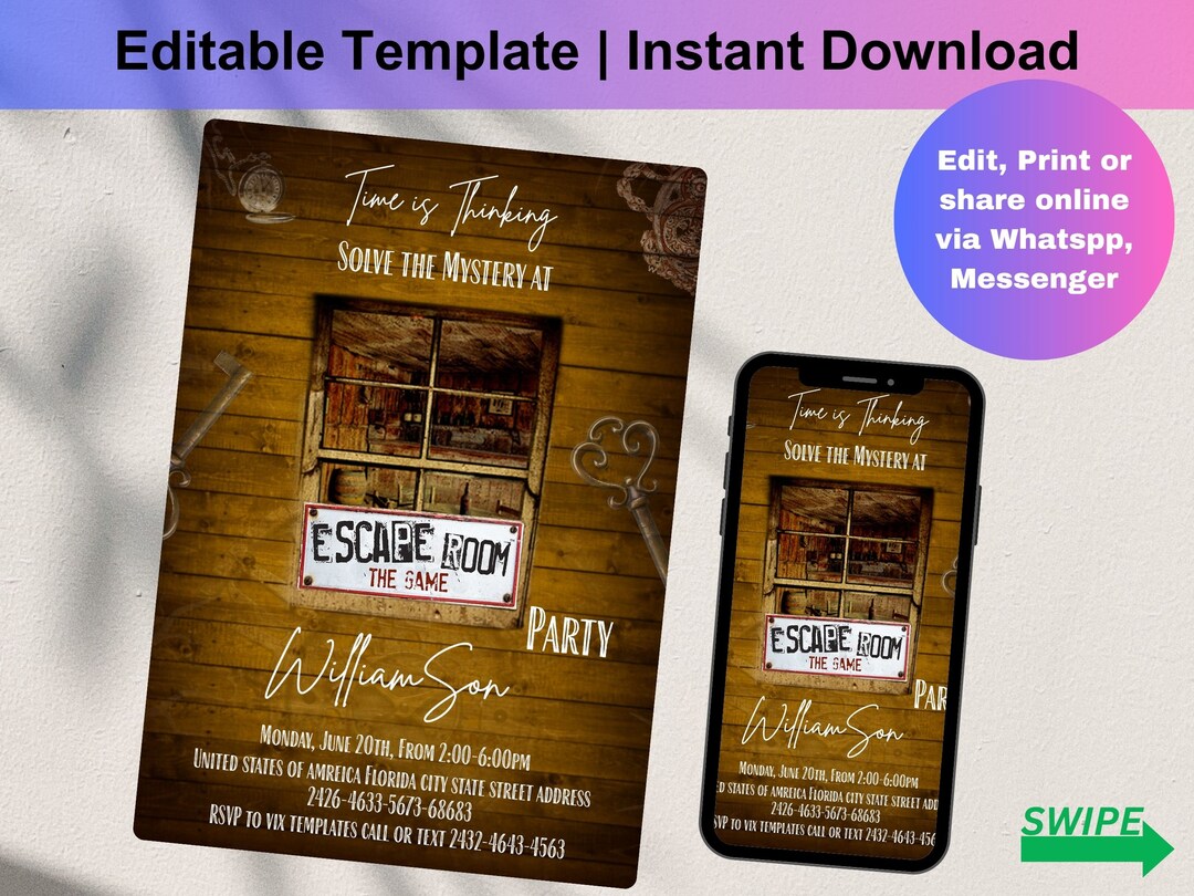 Editable Silver Surprise Party Birthday Party Invitation Template With ...