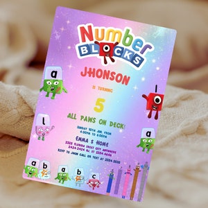 Editable Numberblocks Birthday Invitations | Number Blocks Invite ...
