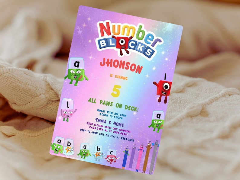 Editable Numberblocks Birthday Invitations | Number Blocks Invite ...