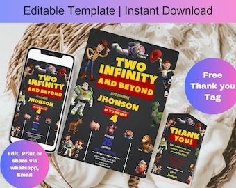 Two Infinity and Beyond Birthday Invitation 2nd Birthday Toy Kids ...