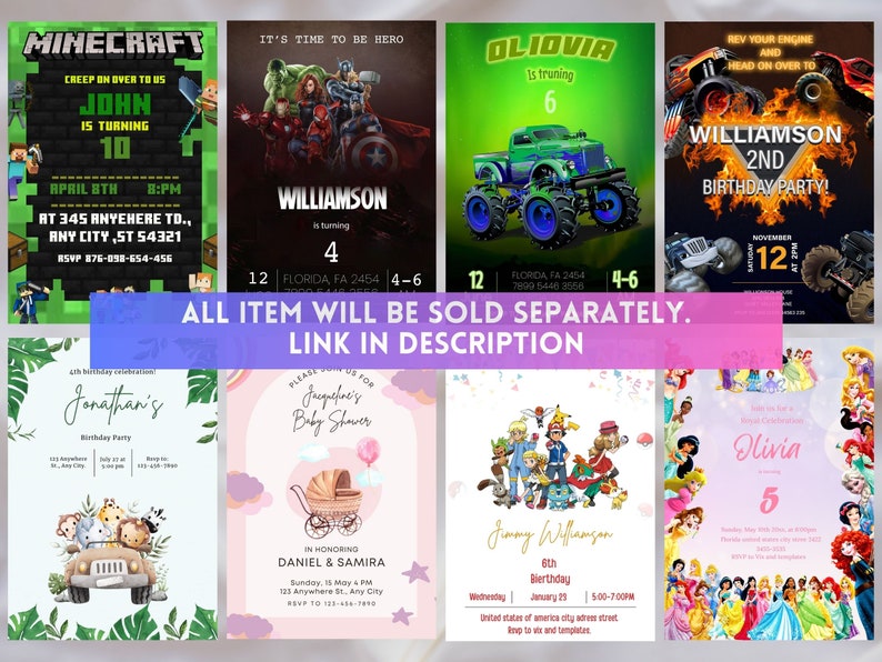 Minecraft Pool Party Birthday Invitation | Kids Birthday Invitation ...