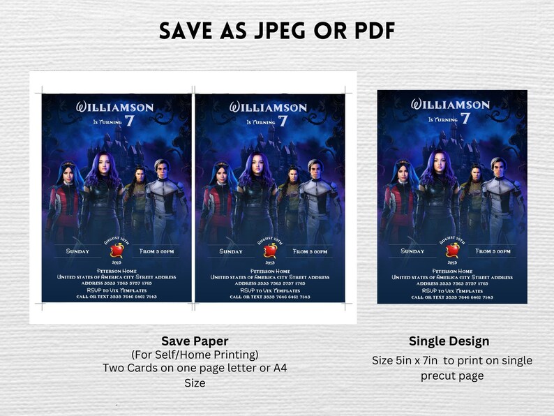 Editable Descendants Birthday Invitation Template, Printable Birthday ...