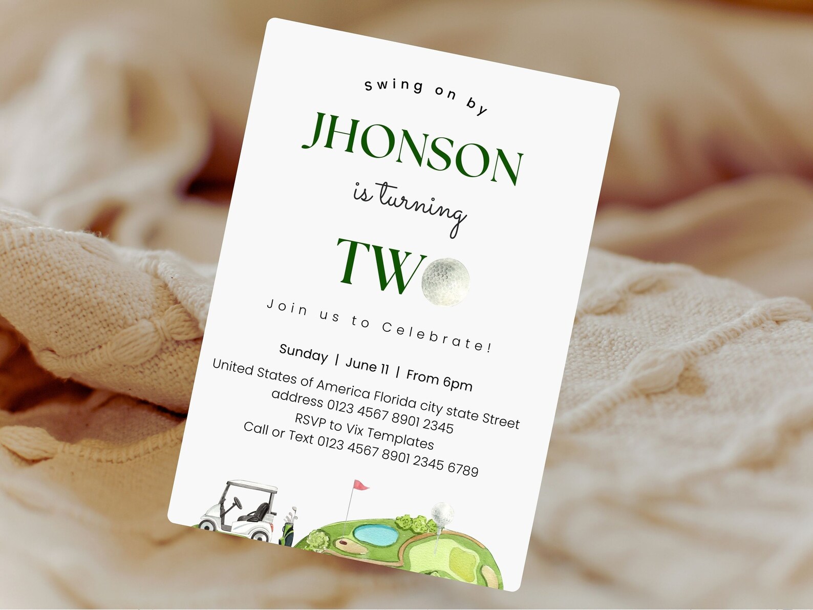 Editable Golf Birthday Invitation Hole in One Golf 1st Birthday Invite ...