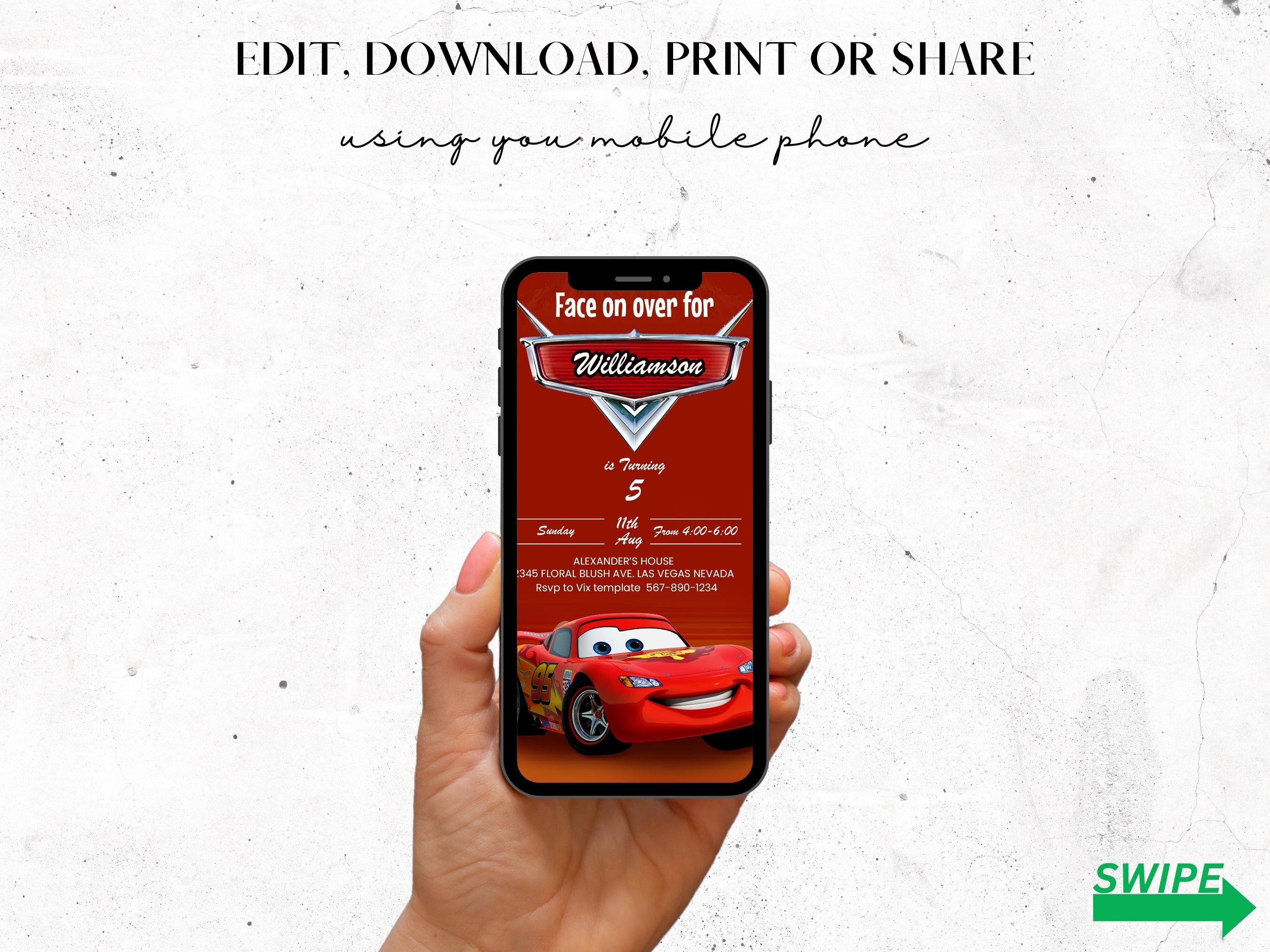 Cars Birthday Party Invitation Template, Cars Birthday Invite ...