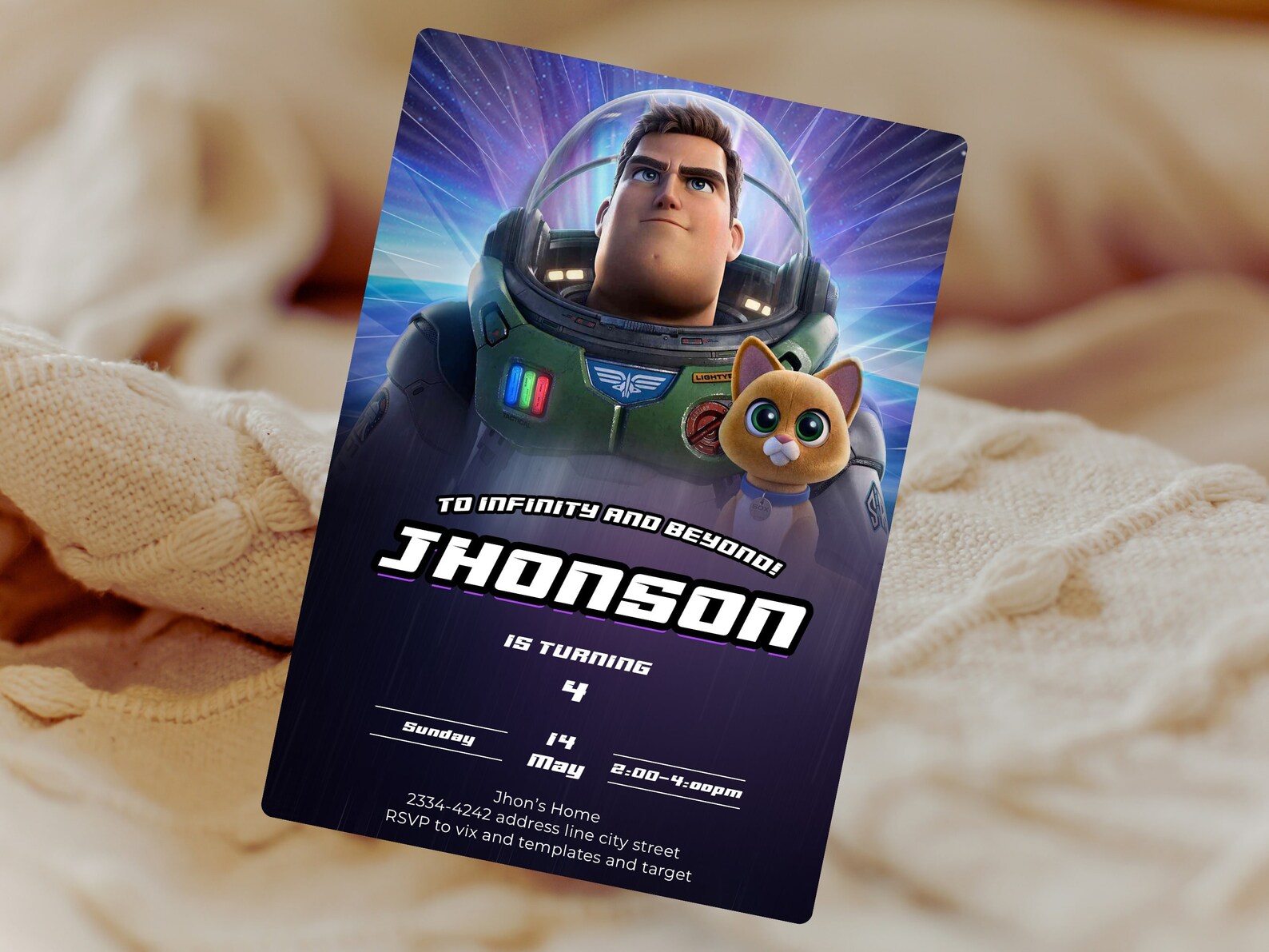 Editable Buzz Lightyear Birthday Invitation, Printable Birthday ...