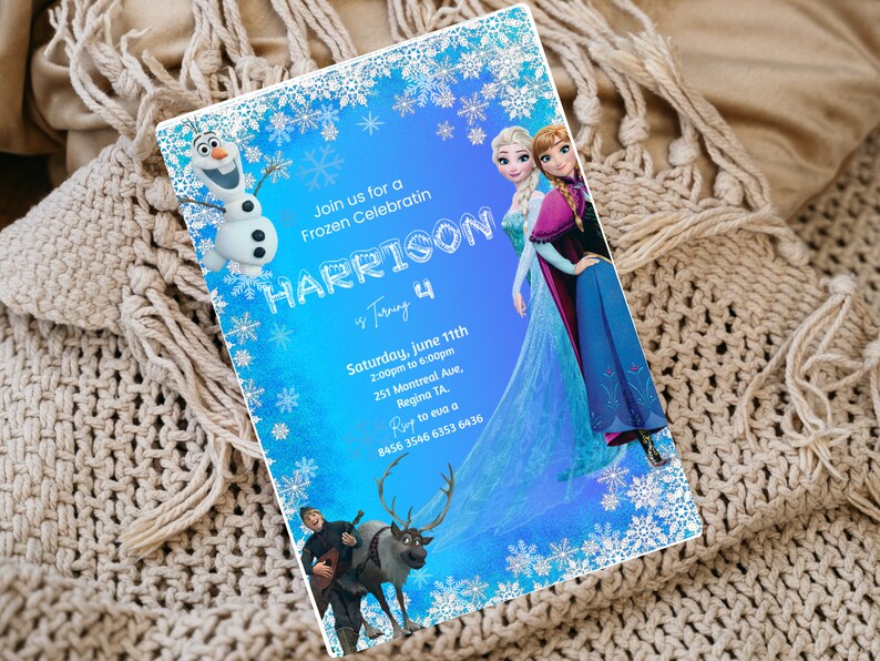 Editable Frozen Birthday Invitation Template Princess Elsa Etsy