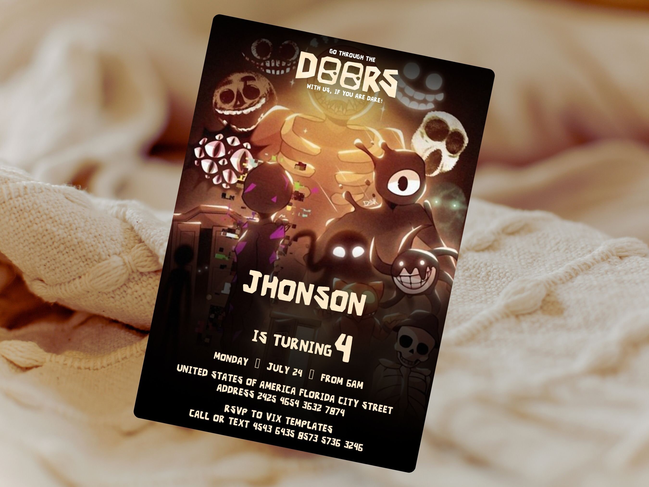 Doors Roblox Invitation | Doors Scary Horror Game | Invitation Template ...