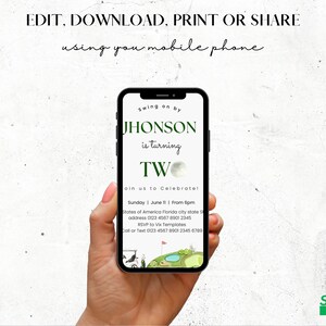 Editable Golf Birthday Invitation Hole in One Golf 1st Birthday Invite ...